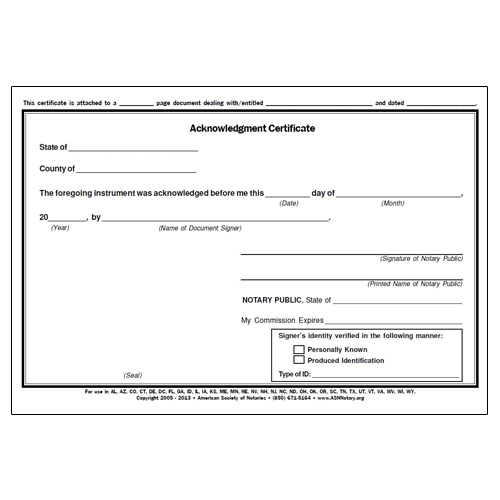 Delaware Notary Certificates